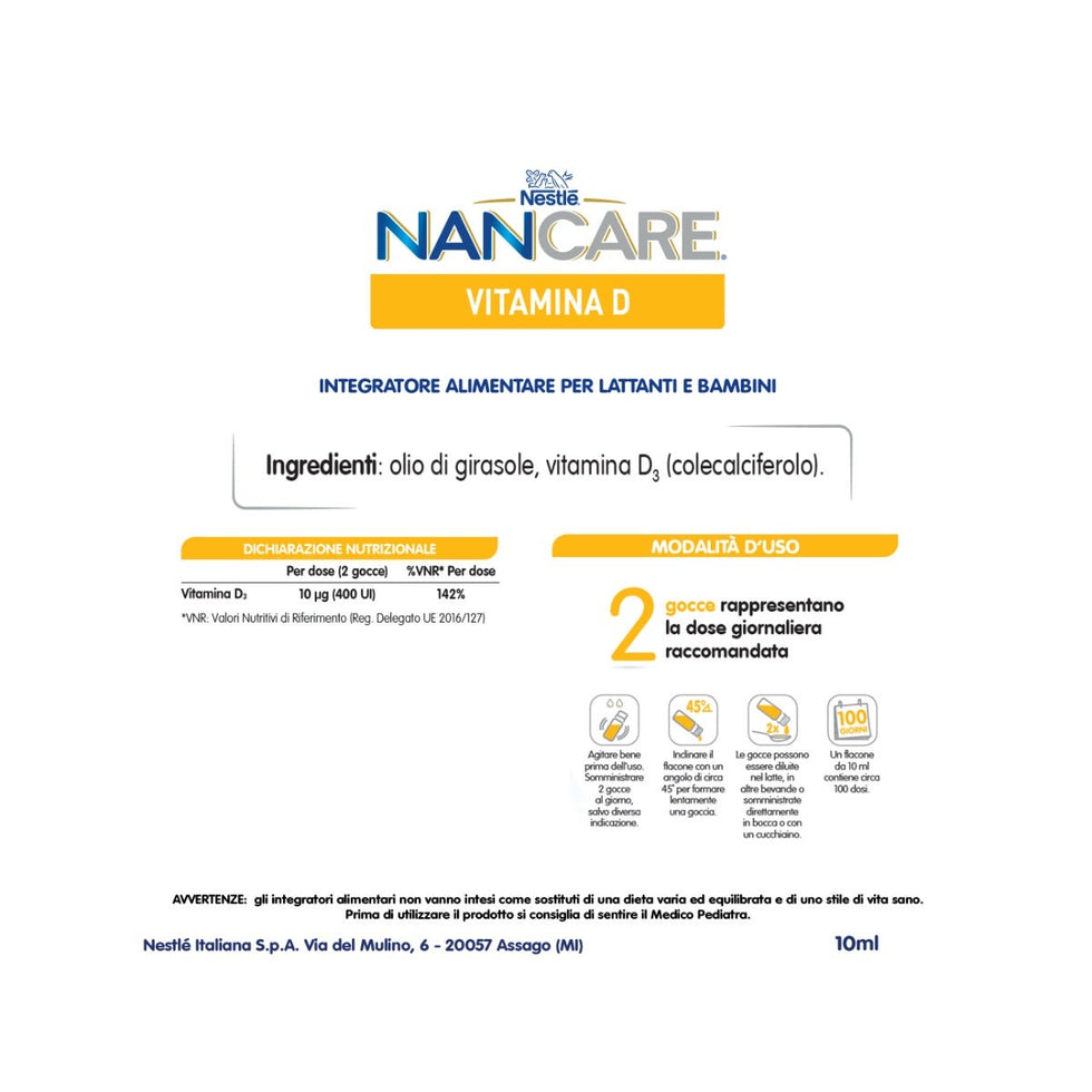 Nestlé Nancare Vitamina D Integratore Pediatrico Per Lattanti E Bambini ...